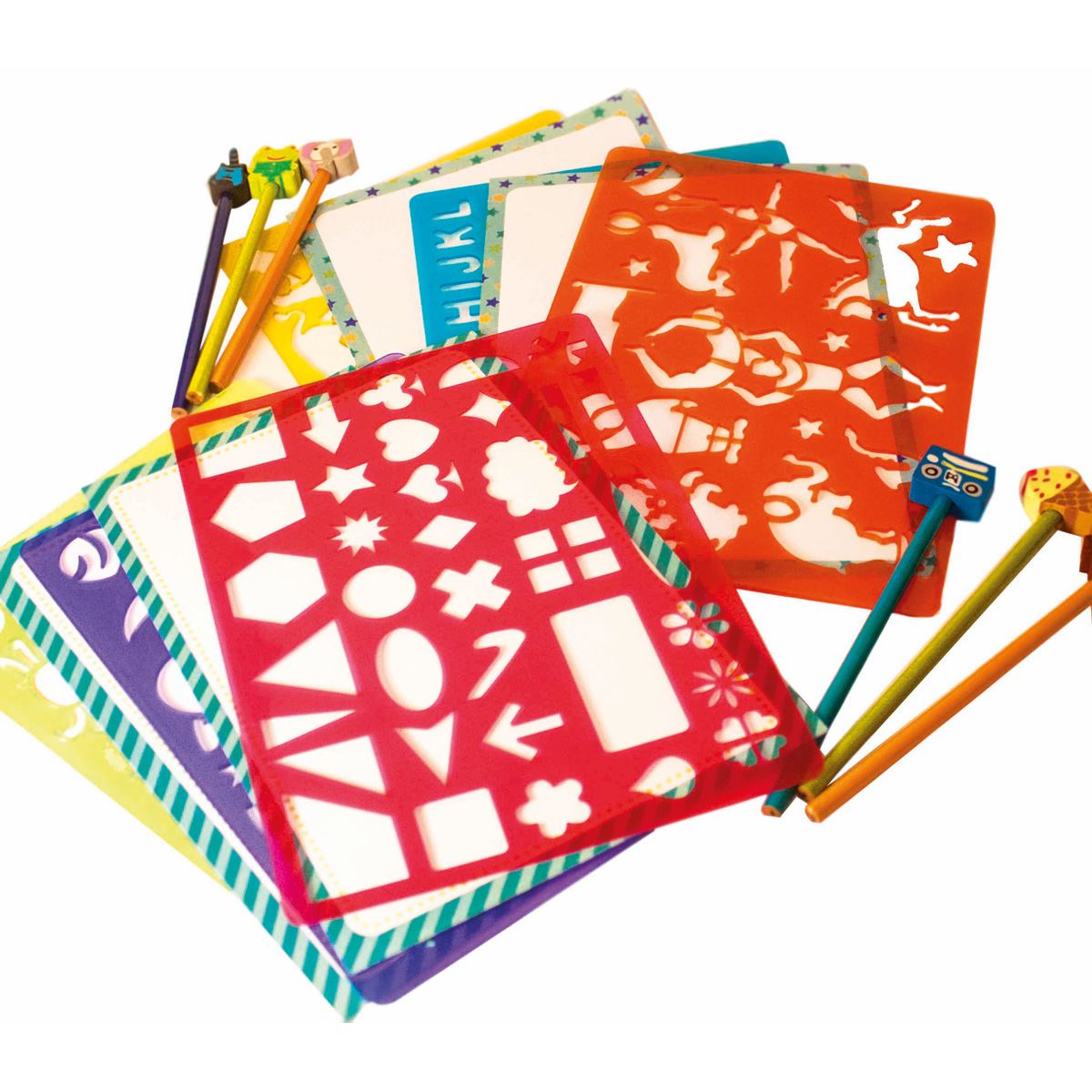 Stencils & Pencils Design Set - Blue | Travel Games